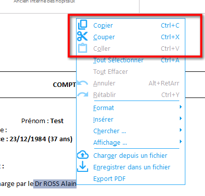 Comment faire des copier-coller dans Surgica